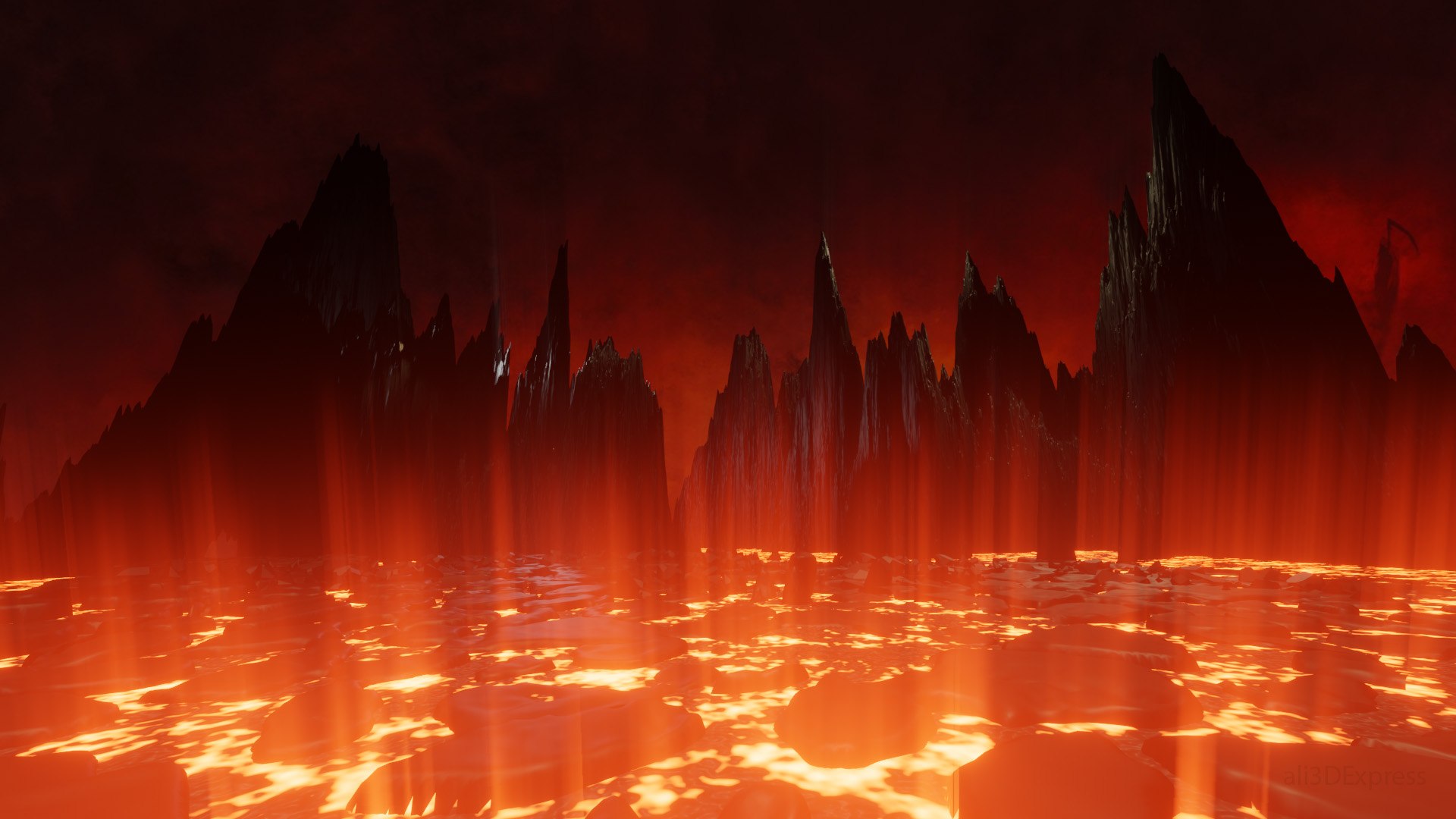 3D Large Scale Hell with flowing Lava - TurboSquid 2089258