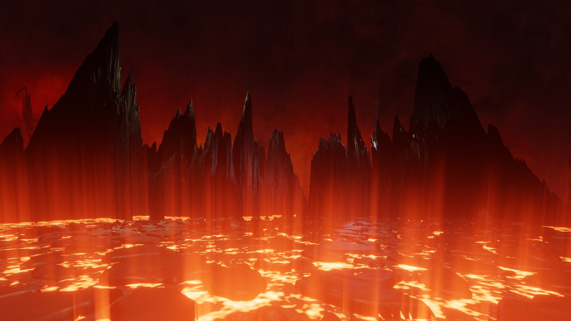 3D Large Scale Hell with flowing Lava - TurboSquid 2089258