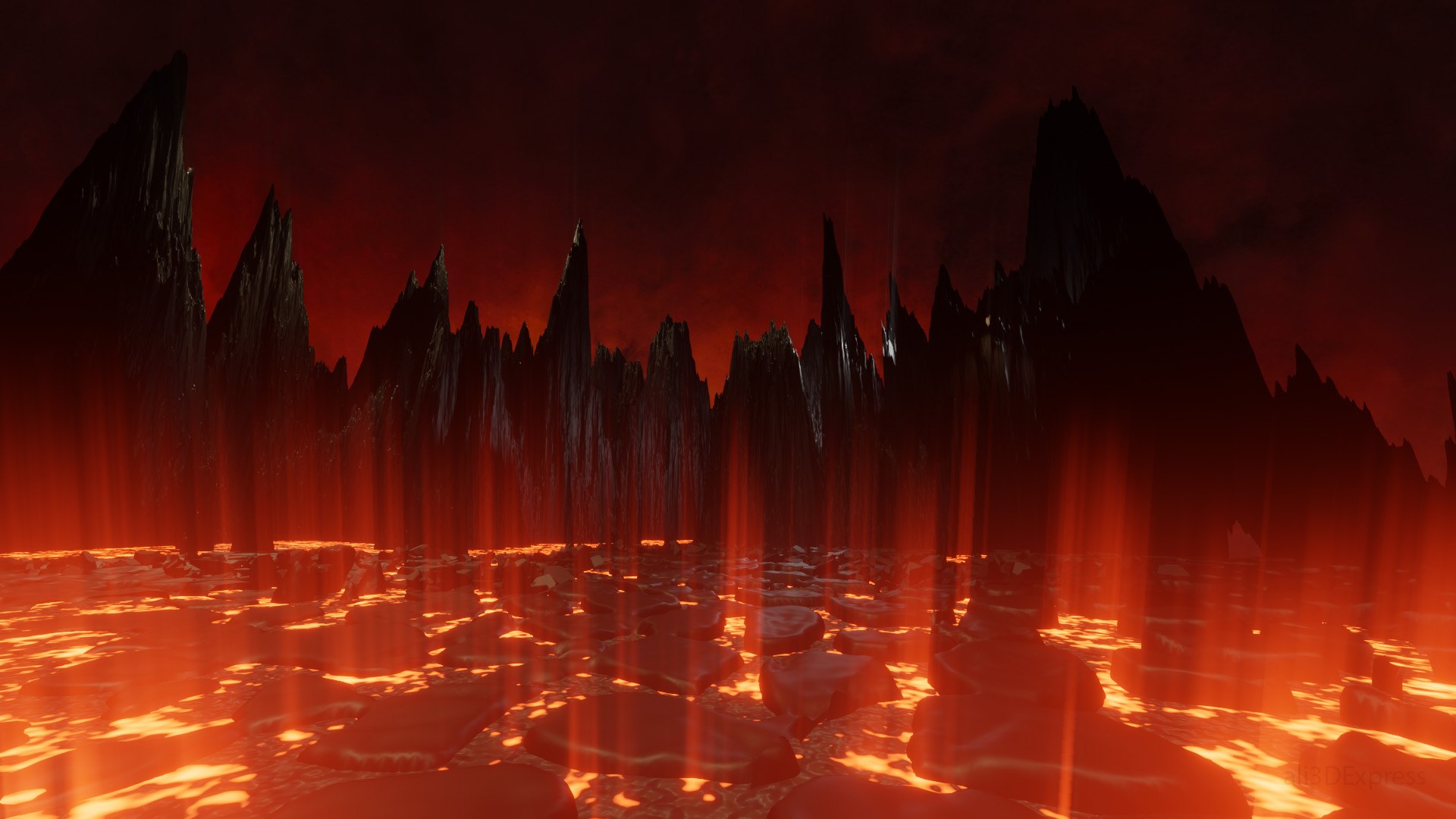 3D Large Scale Hell with flowing Lava - TurboSquid 2089258