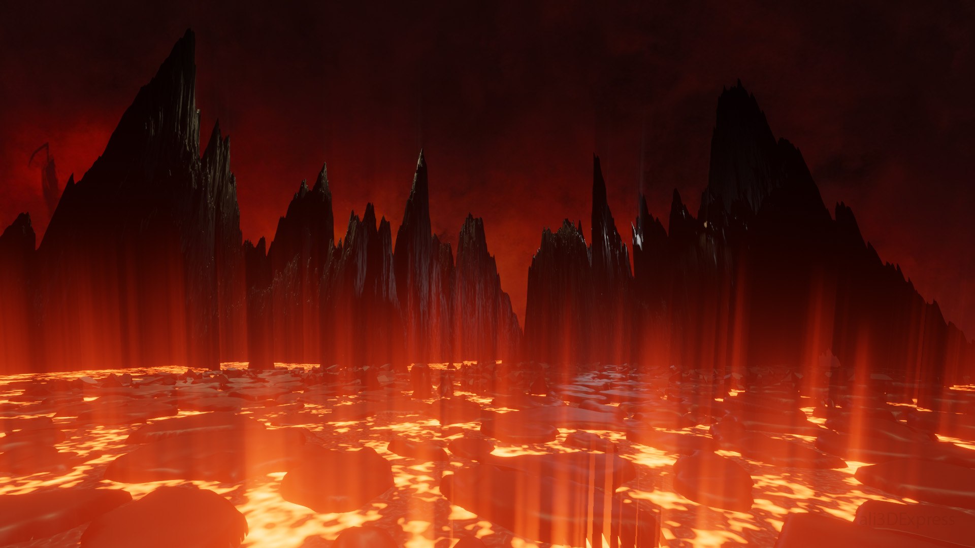 3D Large Scale Hell with flowing Lava - TurboSquid 2089258