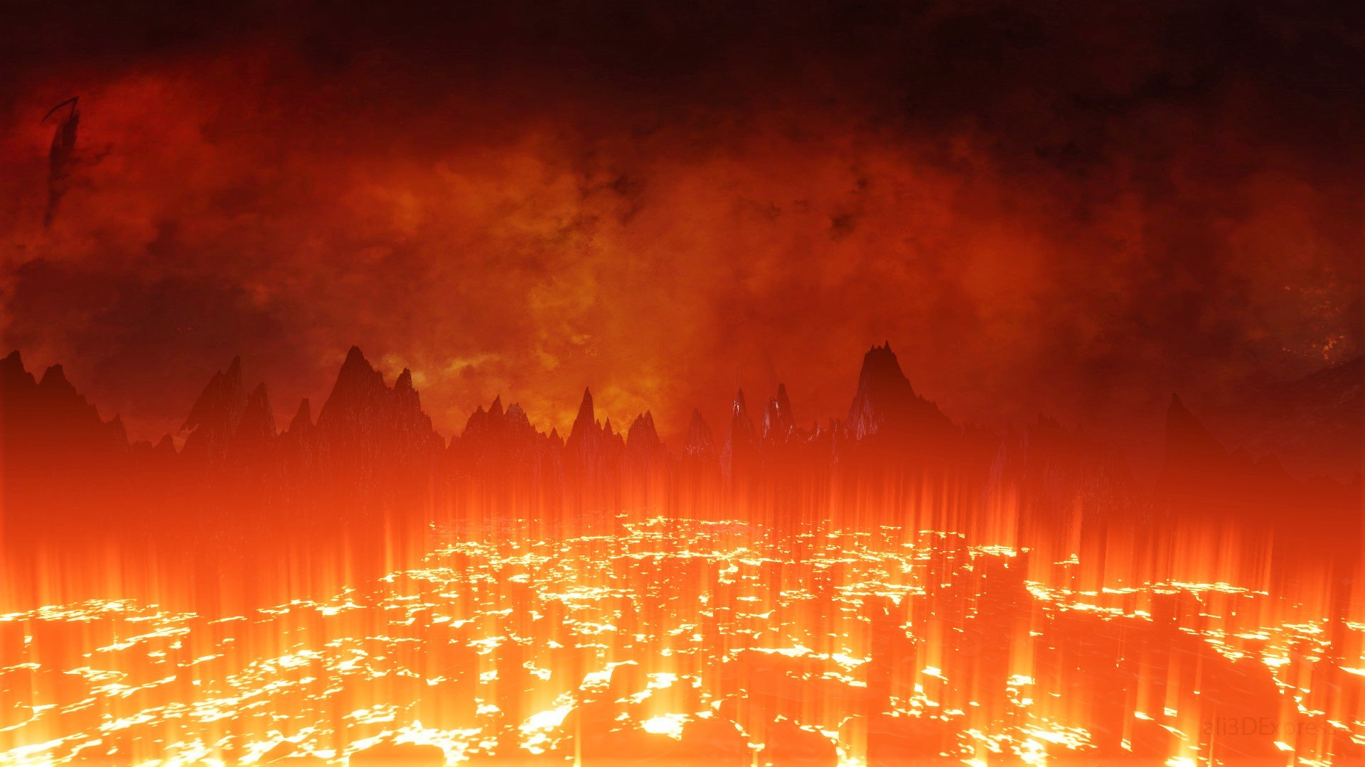 3D Large Scale Hell with flowing Lava - TurboSquid 2089258