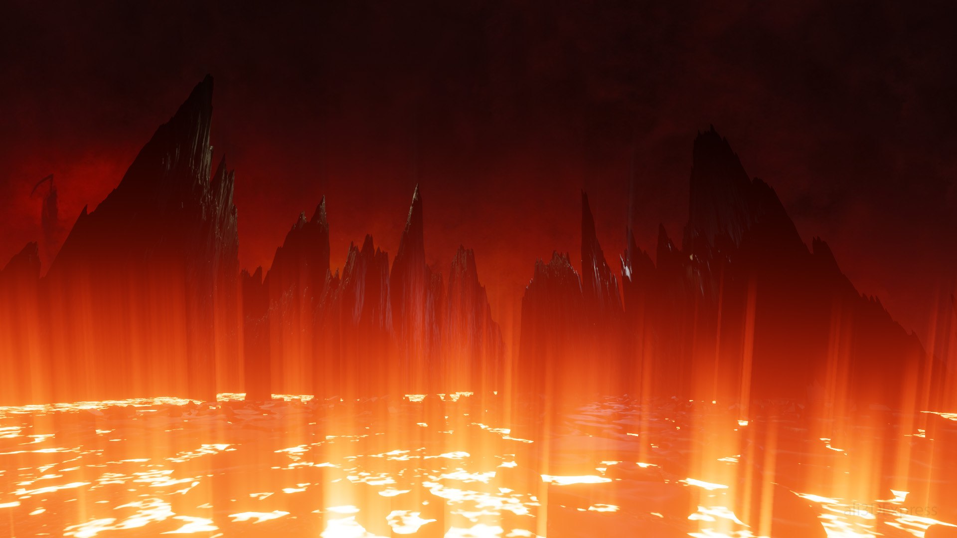 3D Large Scale Hell with flowing Lava - TurboSquid 2089258