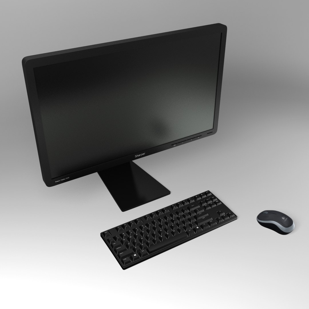 3D Model Computer Set Monitor Keyboard - TurboSquid 1206959