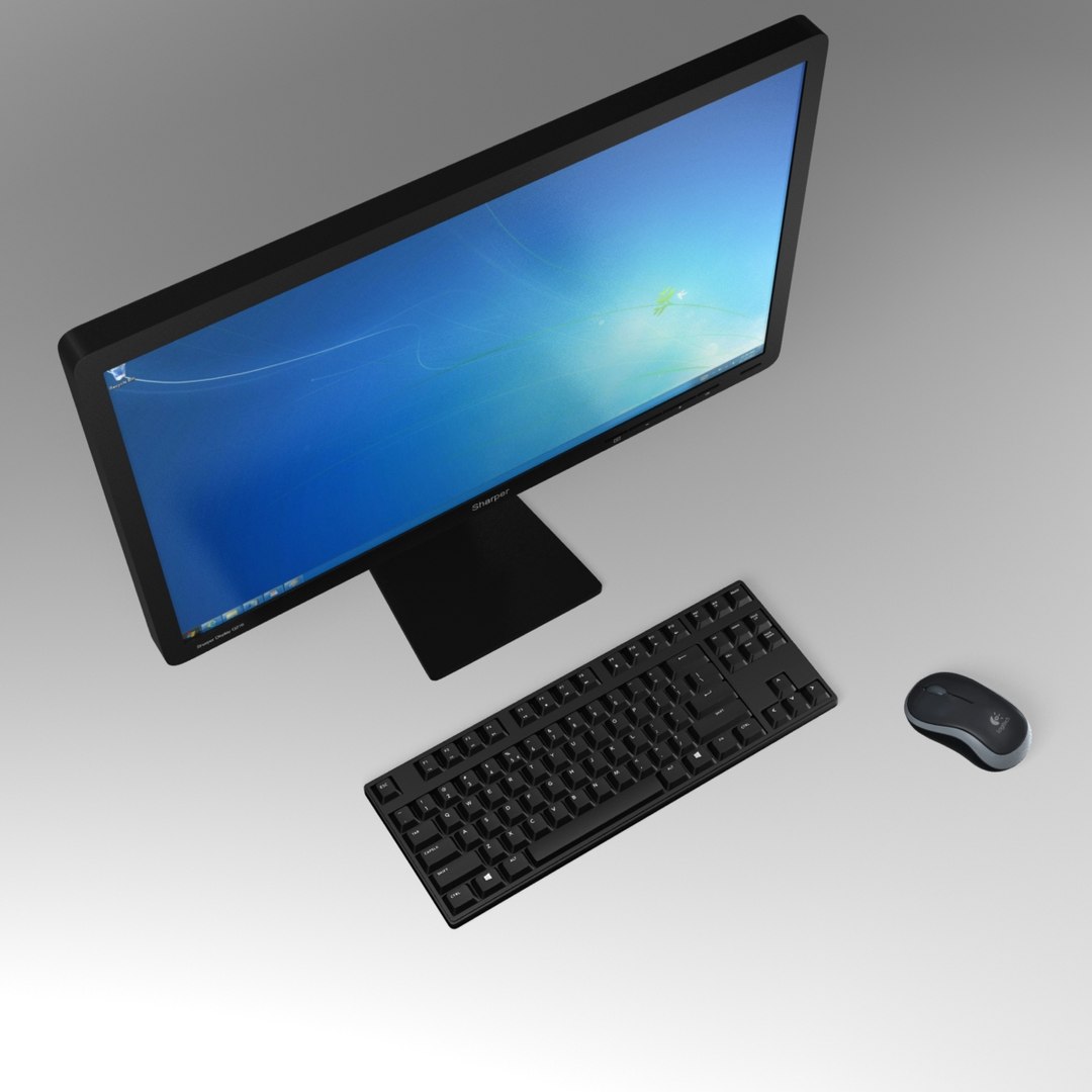 3D Model Computer Set Monitor Keyboard - TurboSquid 1206959
