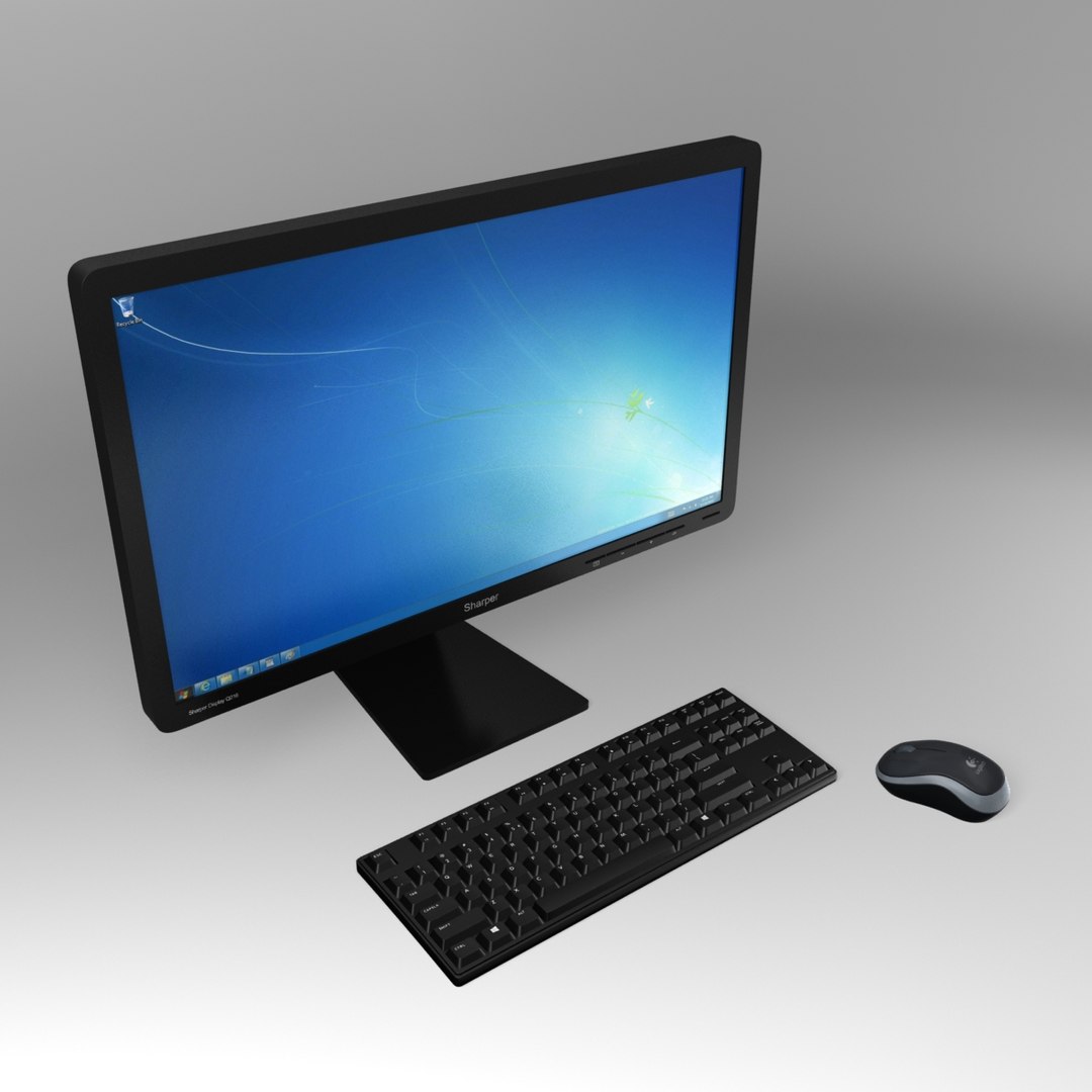3D Model Computer Set Monitor Keyboard - TurboSquid 1206959