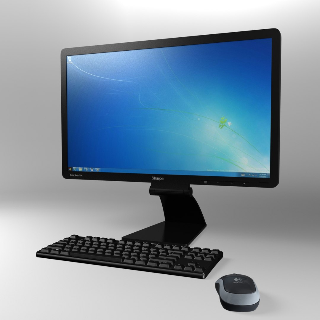 3D Model Computer Set Monitor Keyboard - TurboSquid 1206959