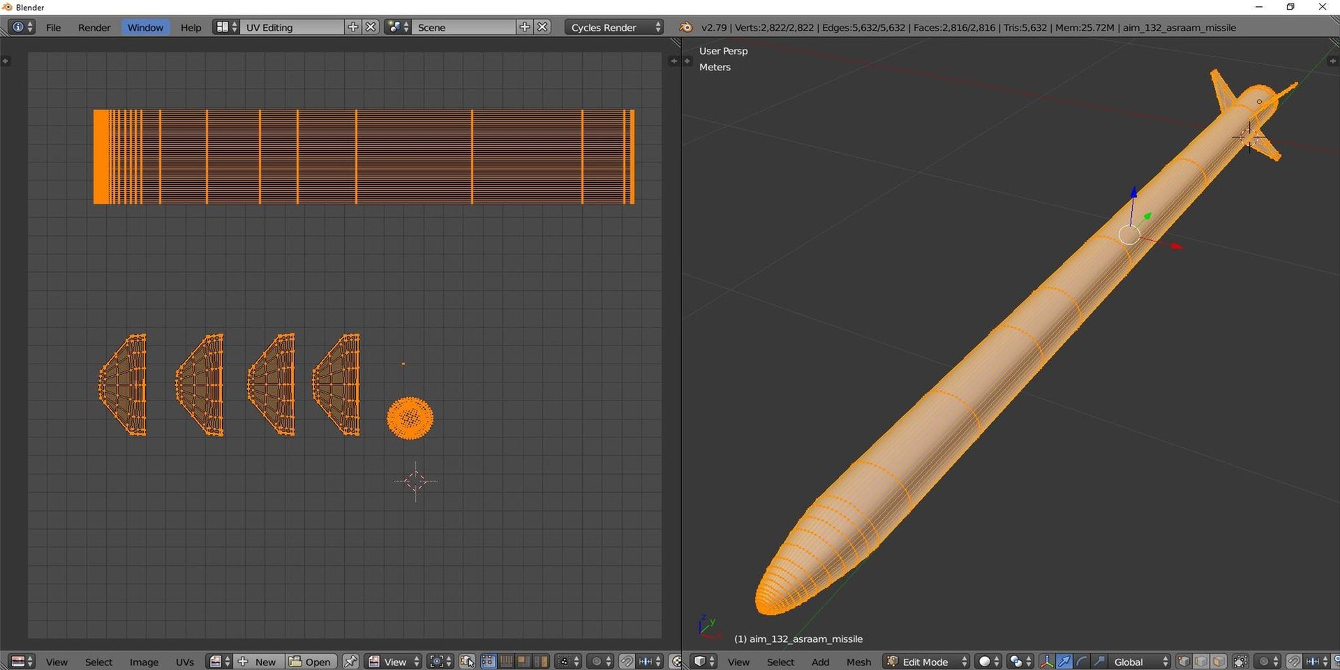 pbr uv-textured aim-132 asraam 3d max