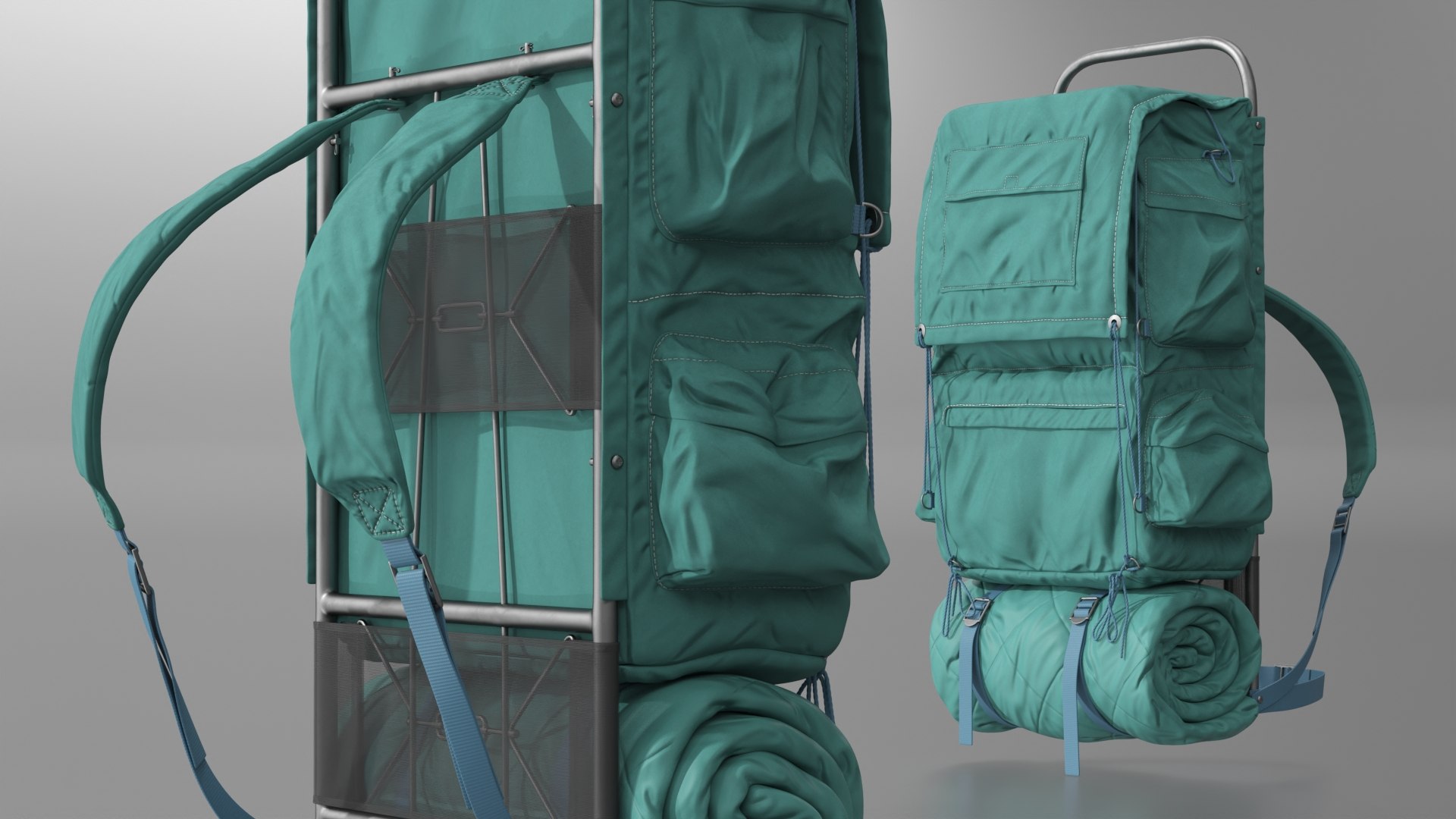 3D Hiking Backpack With Frame Model - TurboSquid 2410864