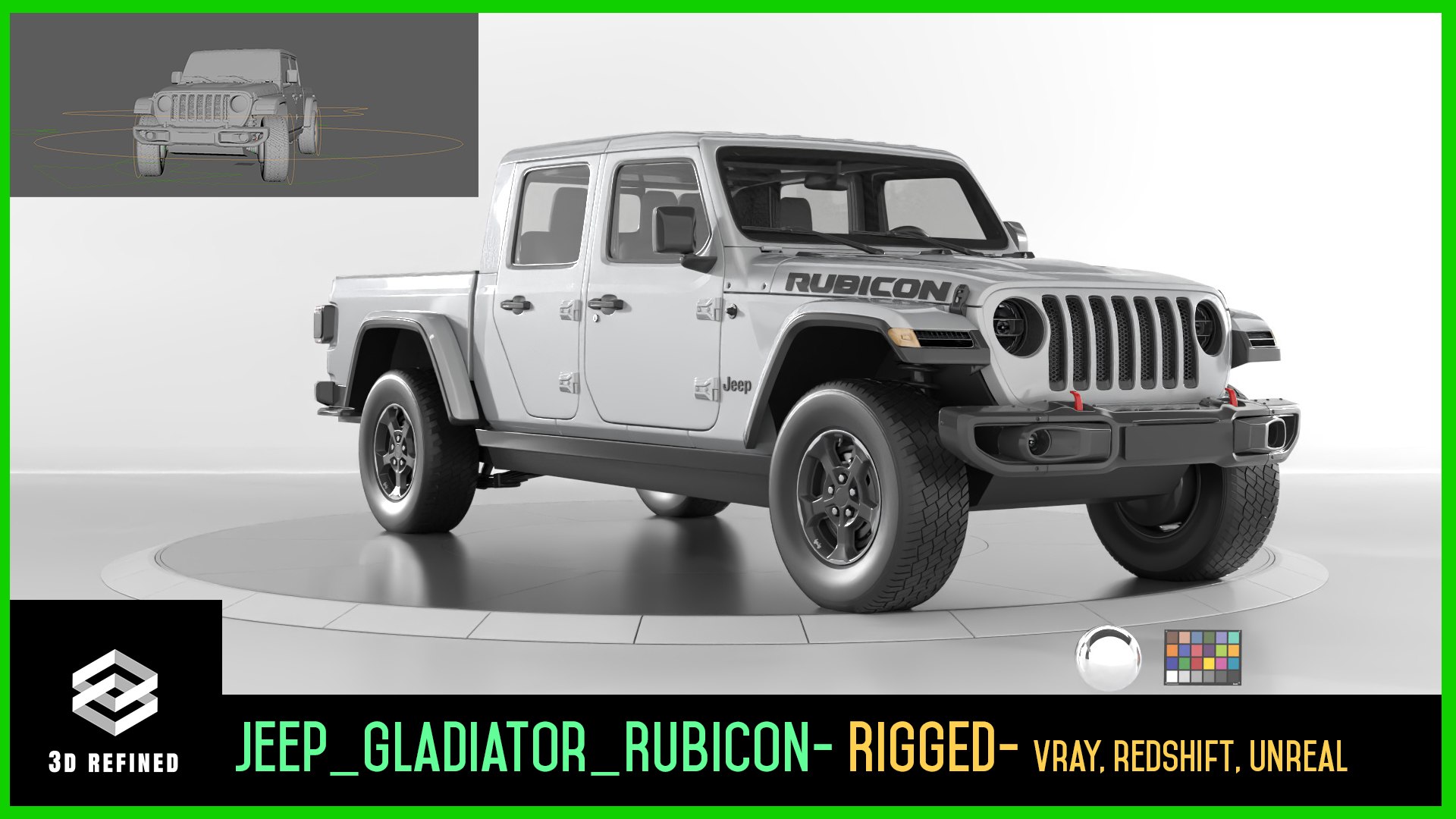 Jeep Gladiator Rubicon-Rigged And Render Ready-unreal-vray-redshift 3D ...