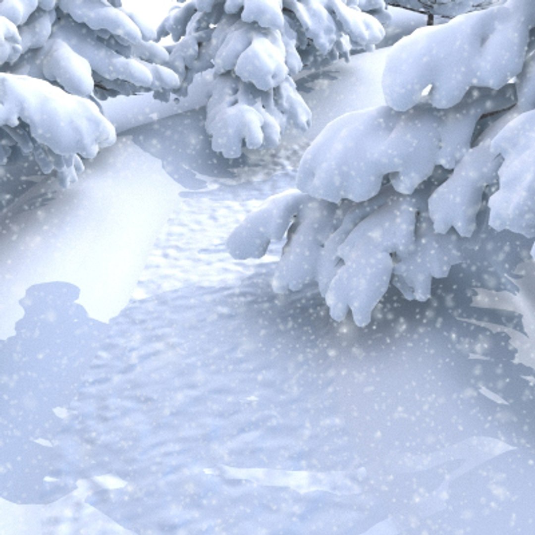 3d Winter Conifer Forest Snow Model