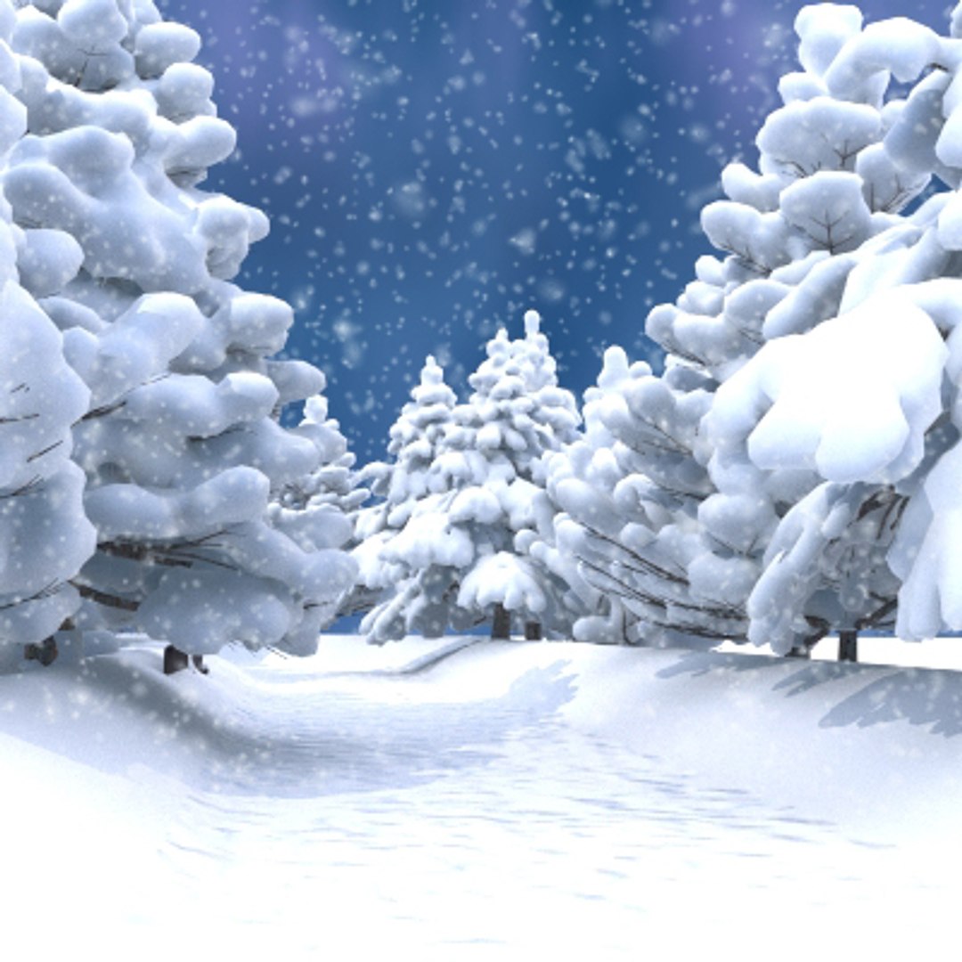3d Winter Conifer Forest Snow Model