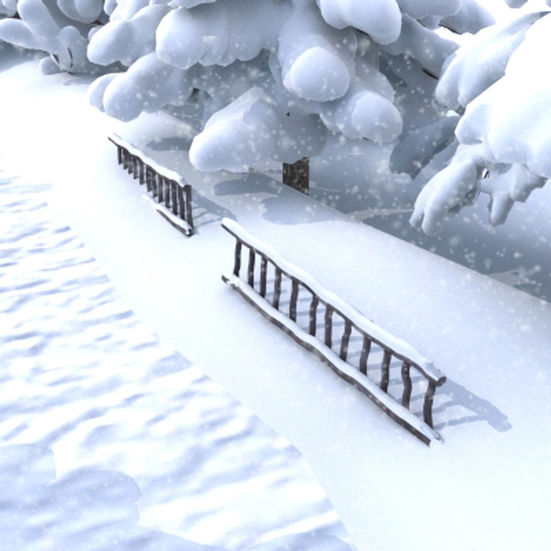 3d Winter Conifer Forest Snow Model