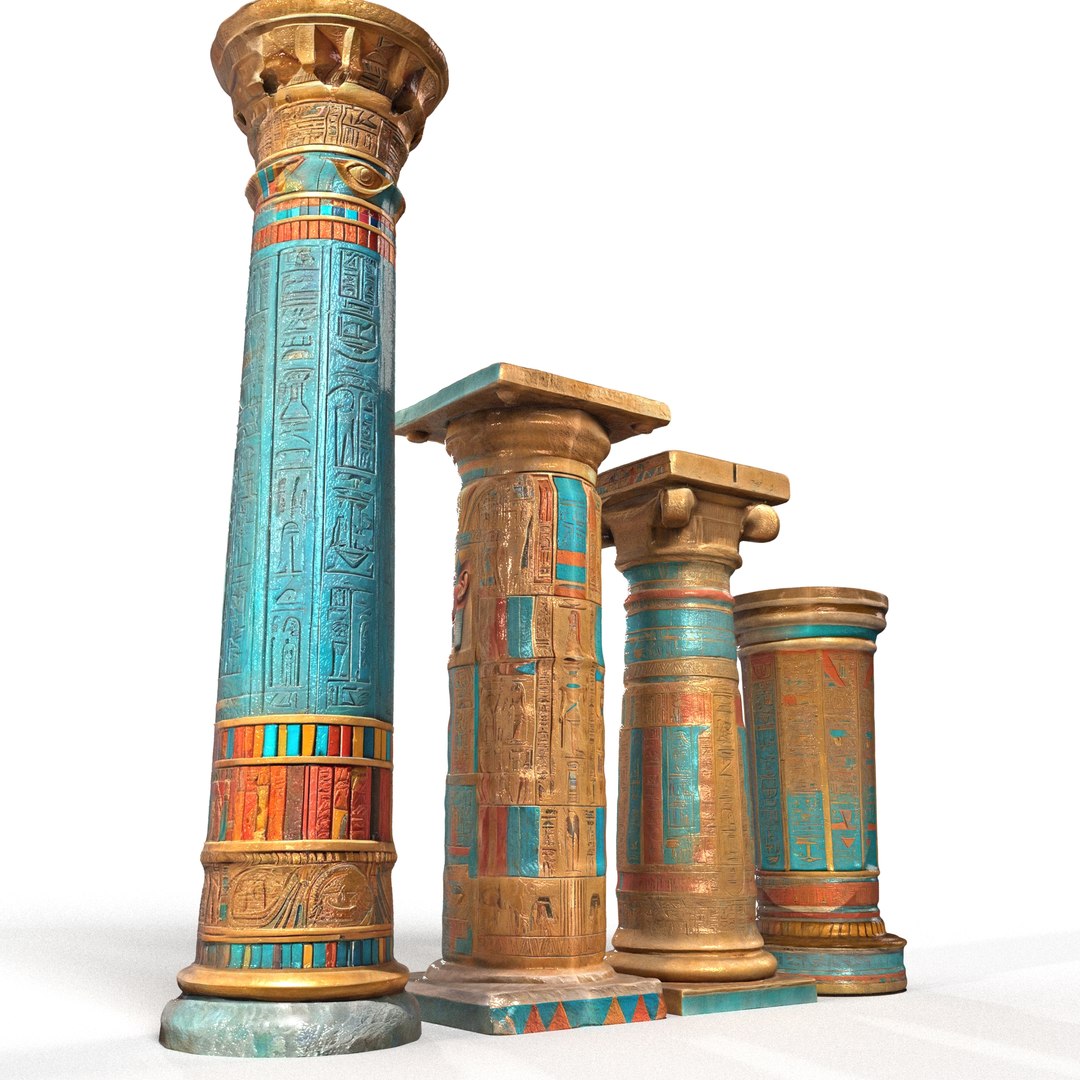 3D Model Ancient Egyptian Pillars Pack - TurboSquid 2307661