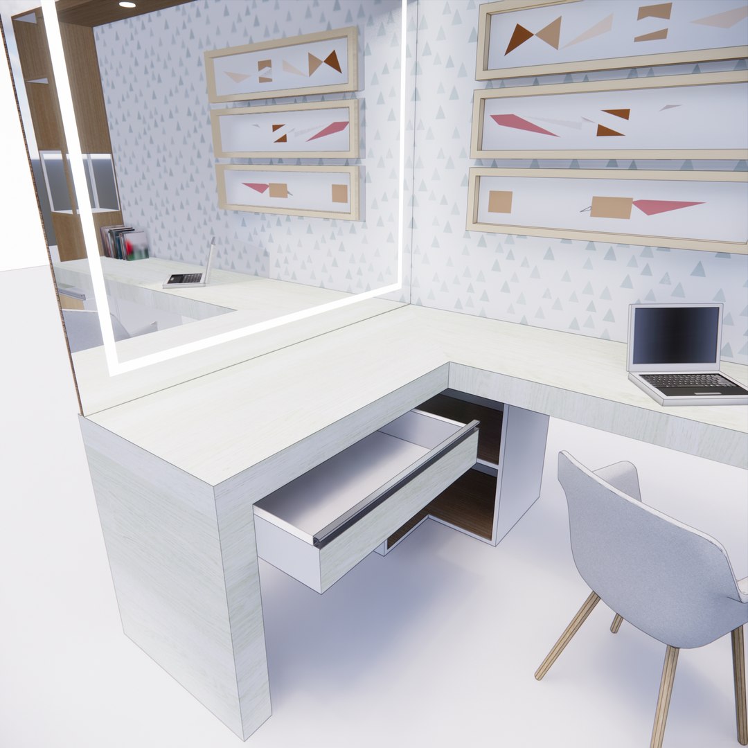 Study Desk Whit Dress Table 3D Model - TurboSquid 1951991