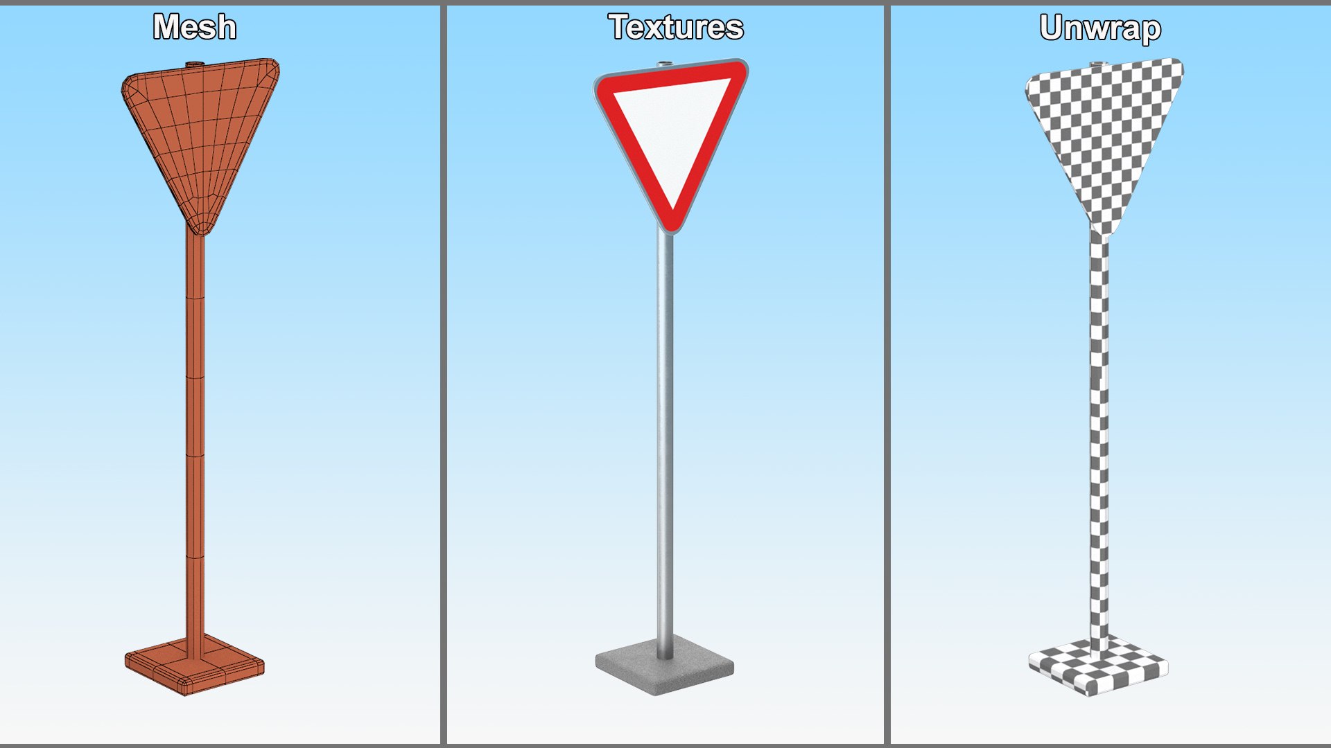 Road Sign Give Way Model - TurboSquid 2212162