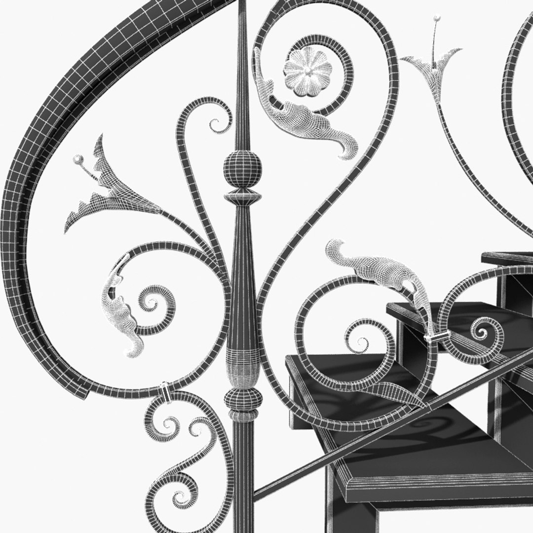 3d Wrought Iron Stair Railing Model