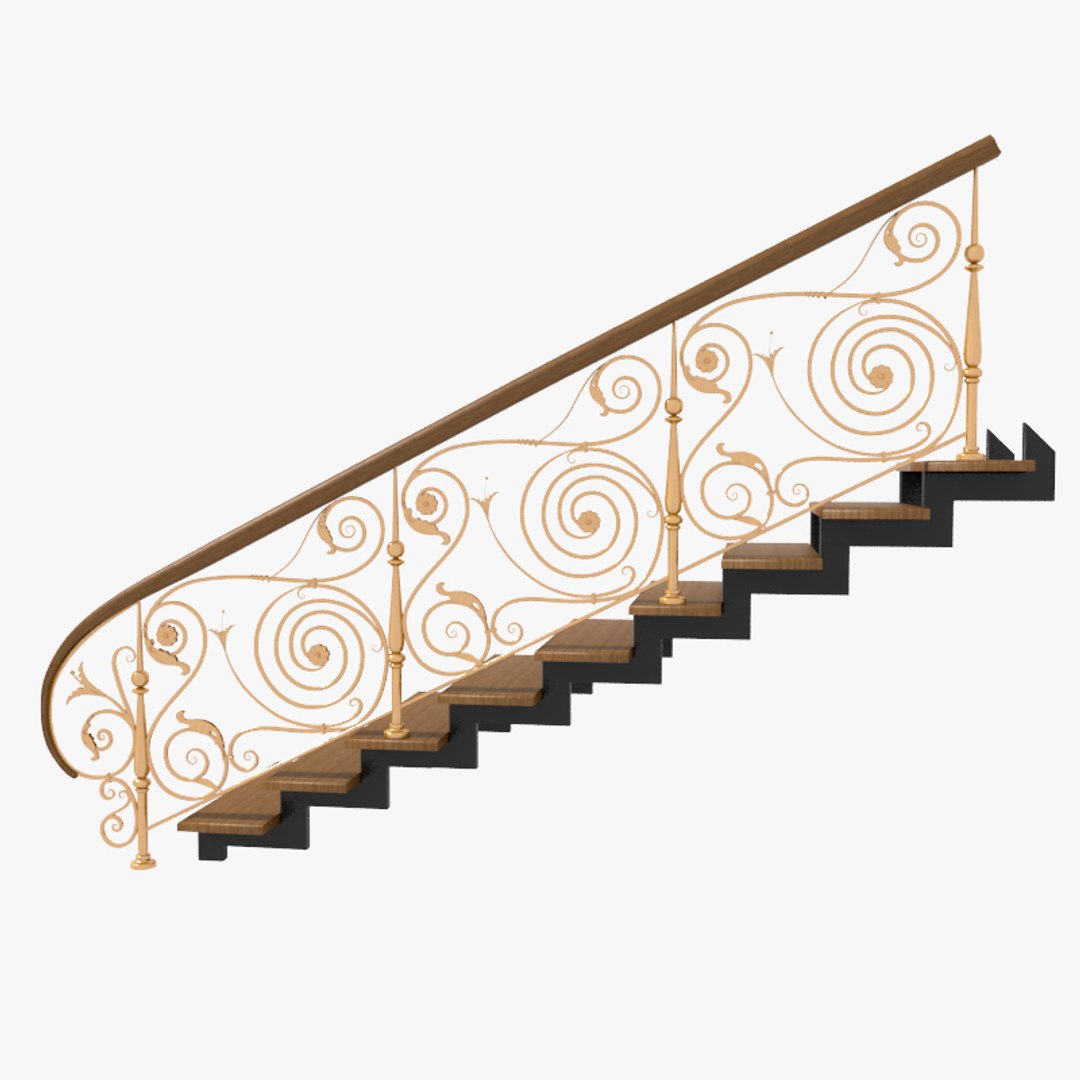 3d Wrought Iron Stair Railing Model