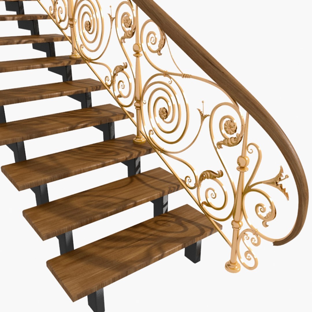 3d Wrought Iron Stair Railing Model
