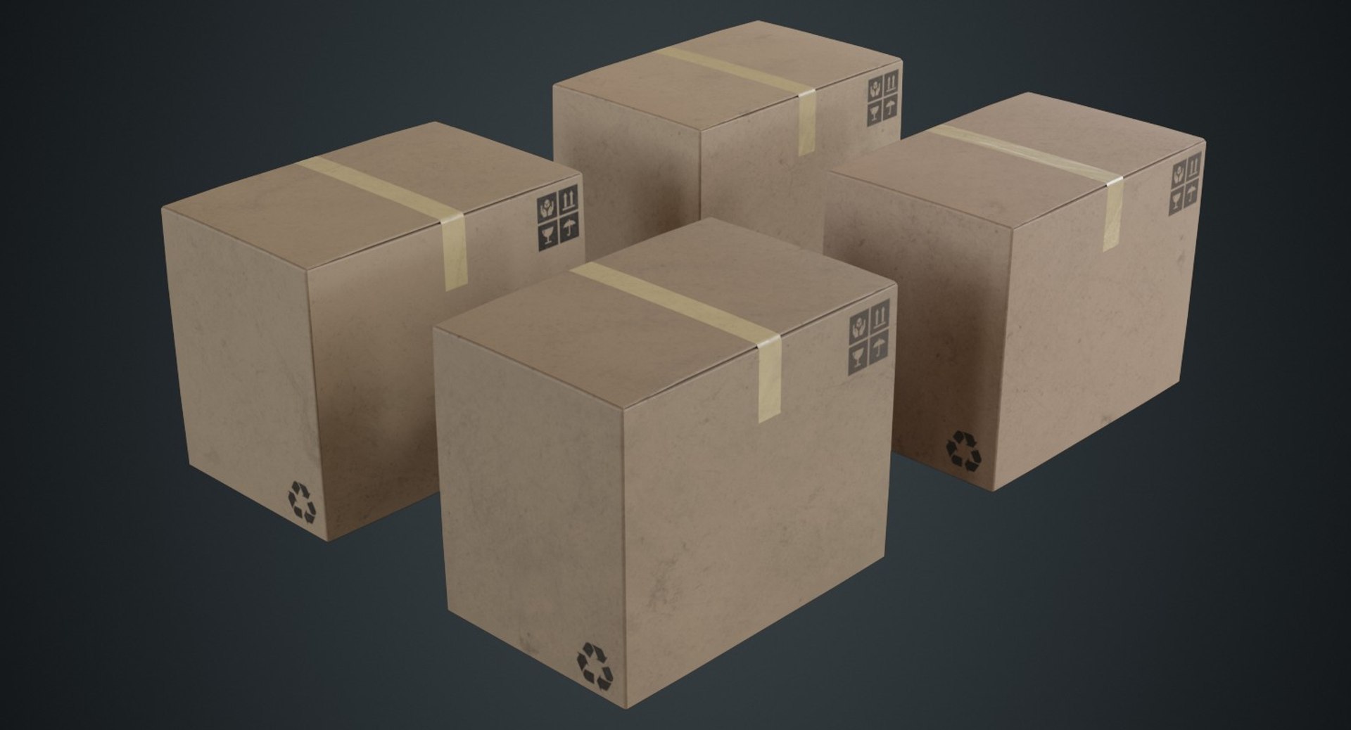 3D Model Cardboard Boxes 1b - TurboSquid 1378287