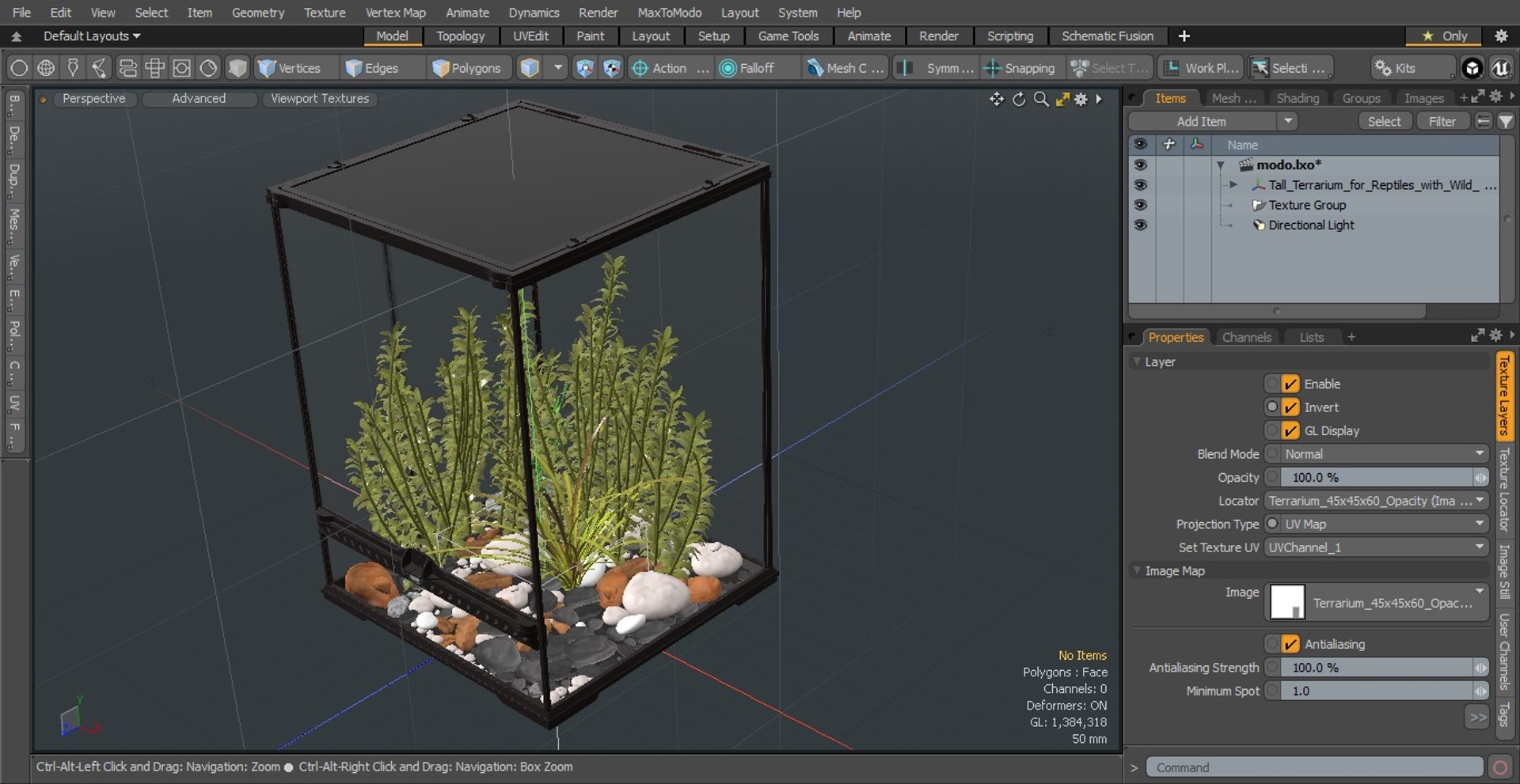 Tall Terrarium for Reptiles with Wild Plants model - TurboSquid 2145553