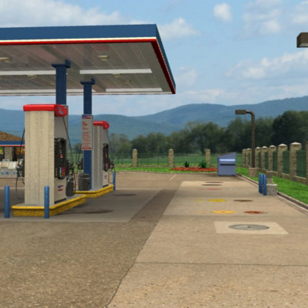 3d Gas Station Convenience Store Model