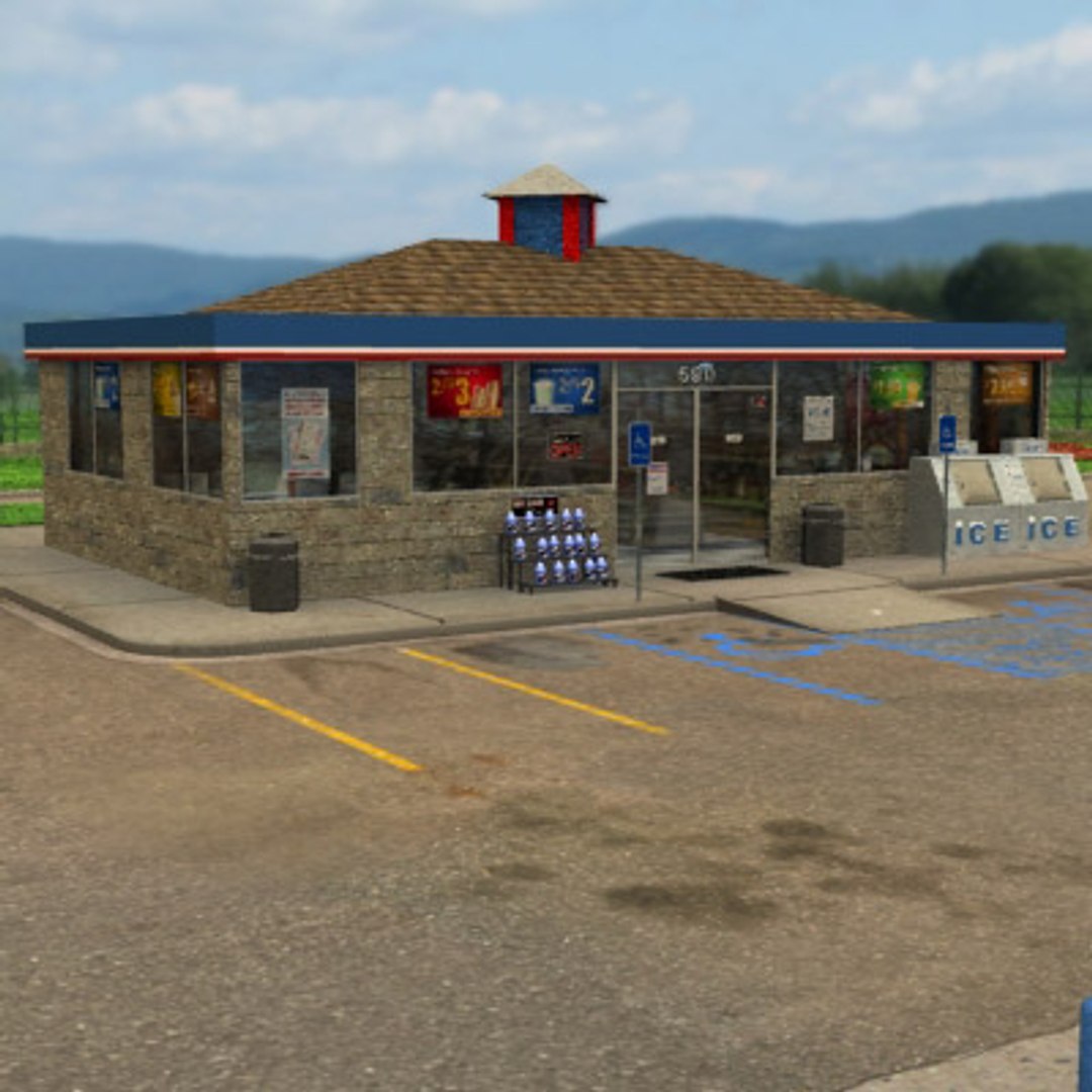 3d Gas Station Convenience Store Model