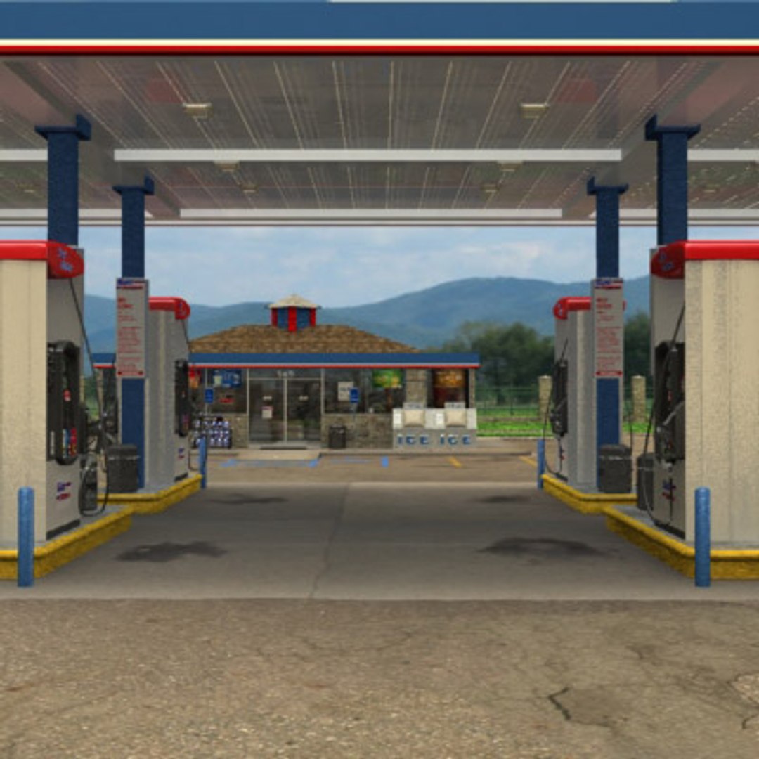 3d gas station convenience store model