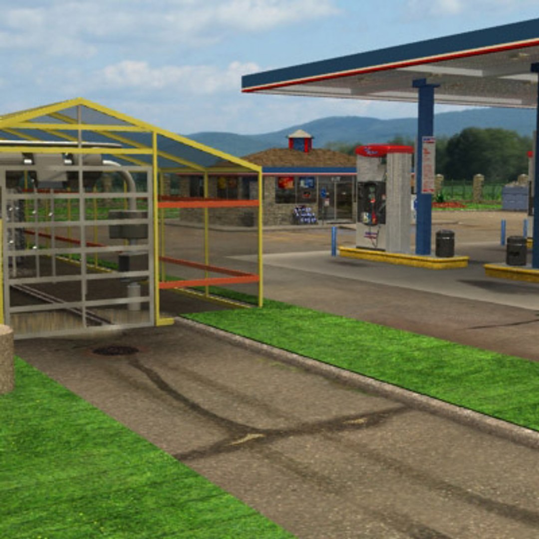 3d Gas Station Convenience Store Model