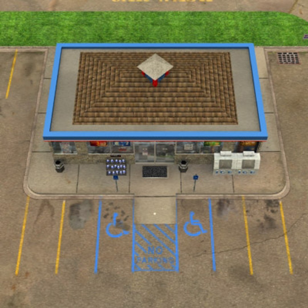 3d gas station convenience store model