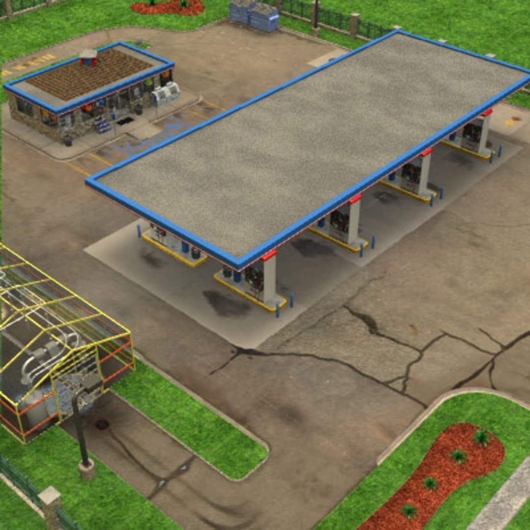 3d Gas Station Convenience Store Model