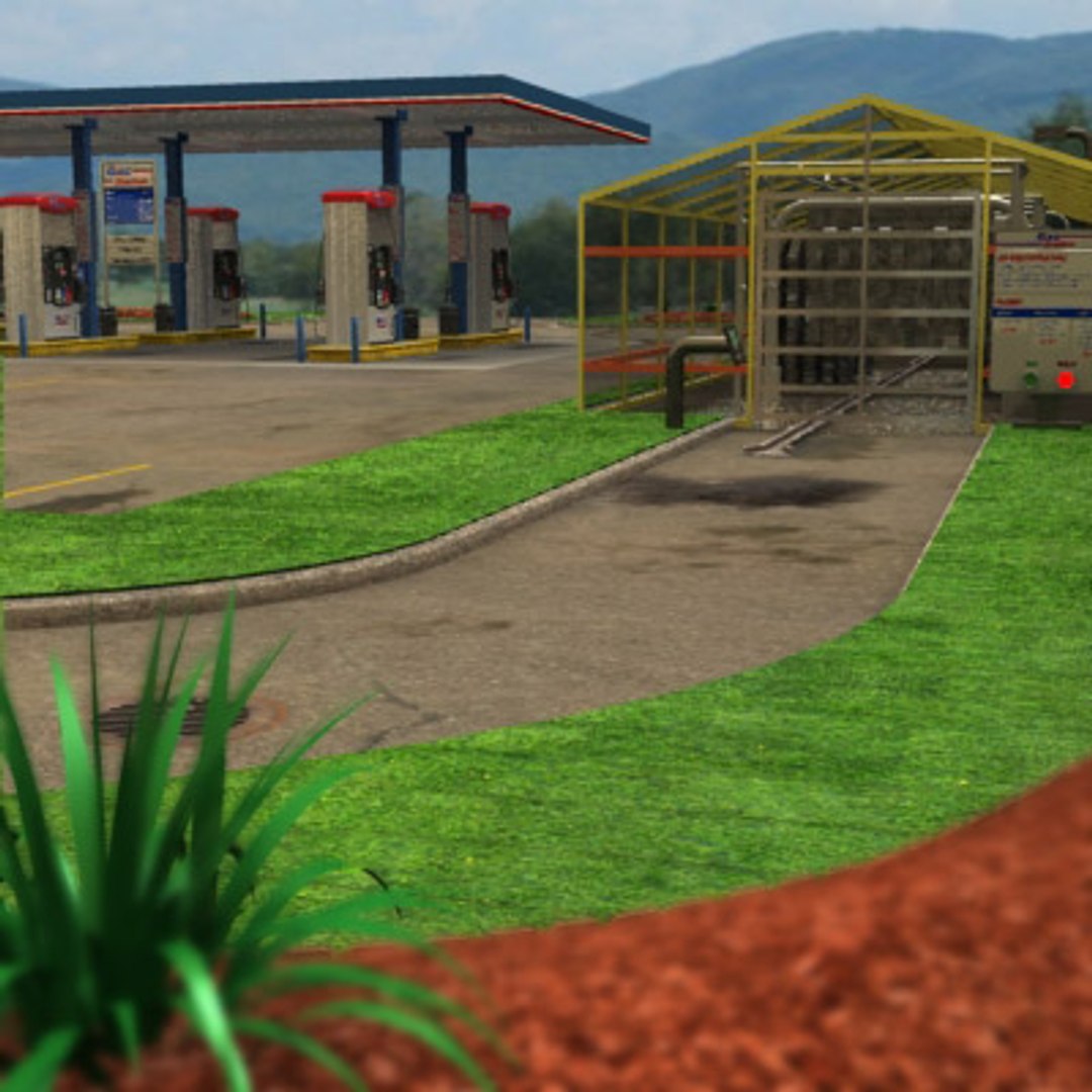 3d Gas Station Convenience Store Model