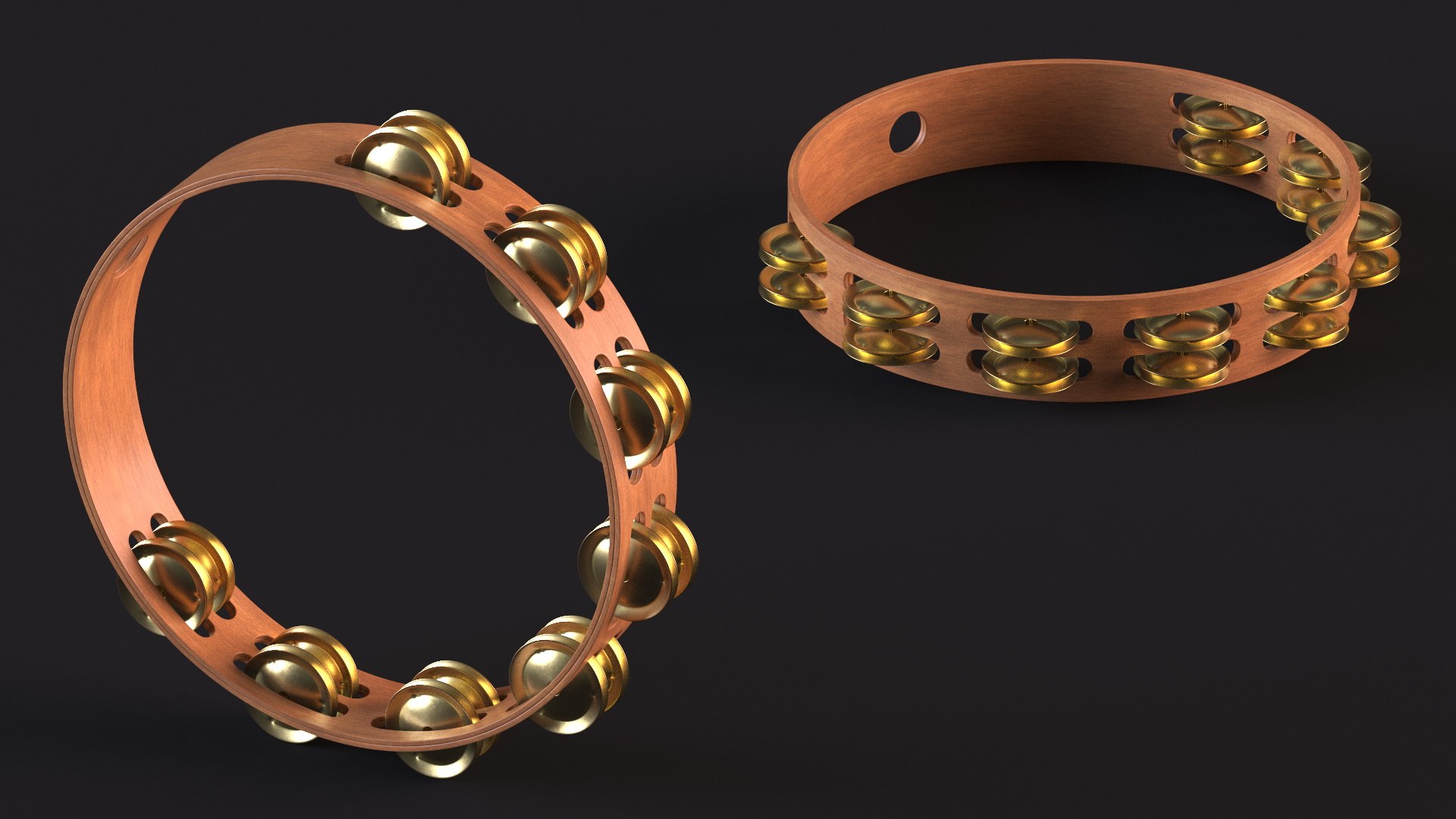 Tambourine Headless Double Row Jingles Model - TurboSquid 2133385
