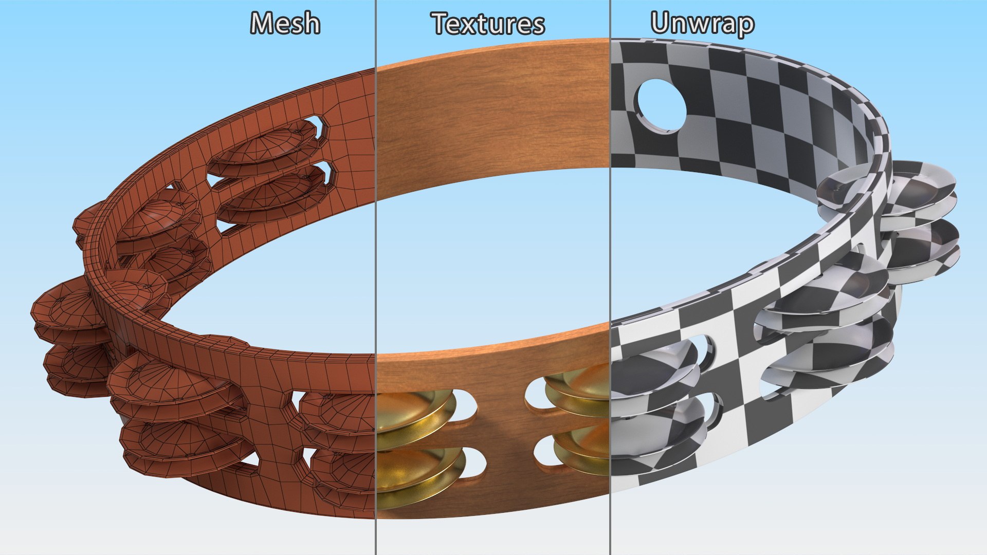 Tambourine Headless Double Row Jingles model - TurboSquid 2133385