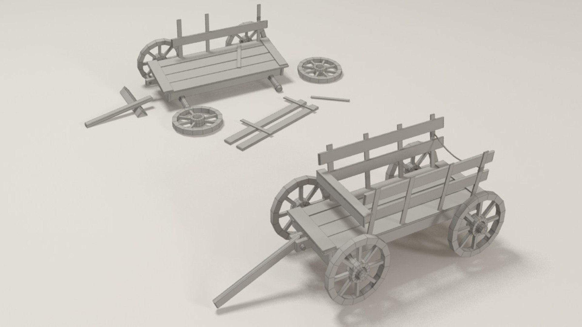 3D Wooden Hay Wagon - TurboSquid 1808924