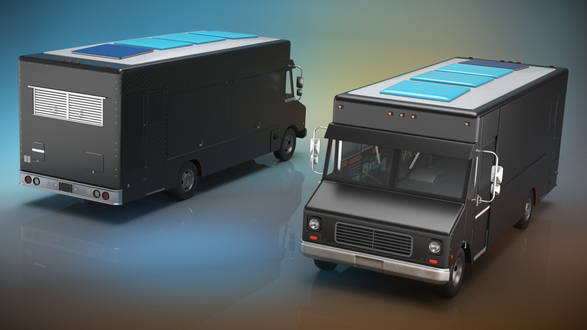 3D Fast Food Delivery Vehicle Black Simplified Model - TurboSquid 2414342