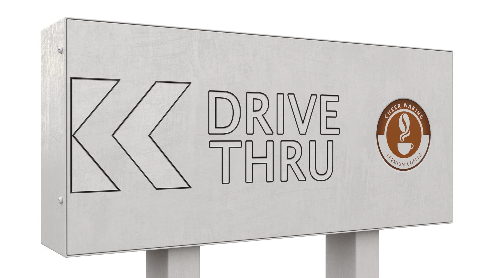 3D Coffee Shop Drive Thru Sign Model - TurboSquid 2274464