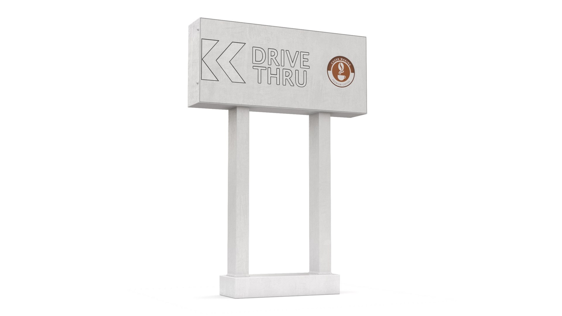 3D Coffee Shop Drive Thru Sign Model - TurboSquid 2274464