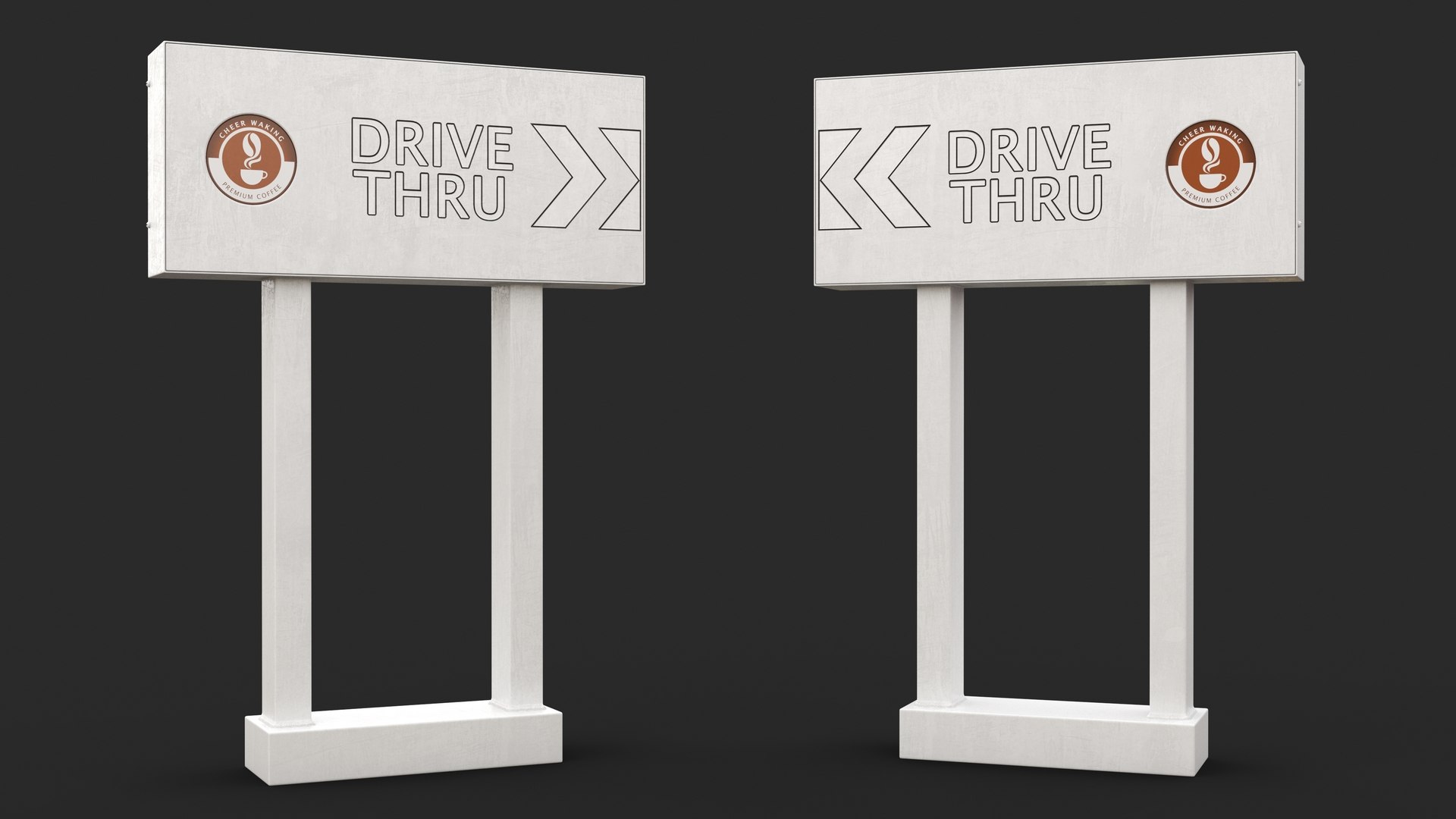 3D Coffee Shop Drive Thru Sign Model - TurboSquid 2274464