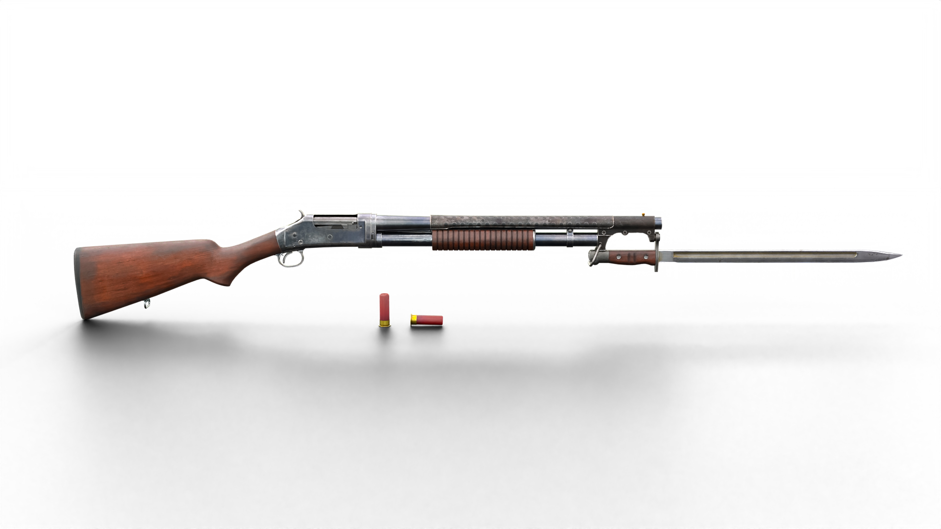 WW1 Trench Shotgun 3D Model Winchester M1897 Style With Bayonet Shells 3D Model - TurboSquid 2416836