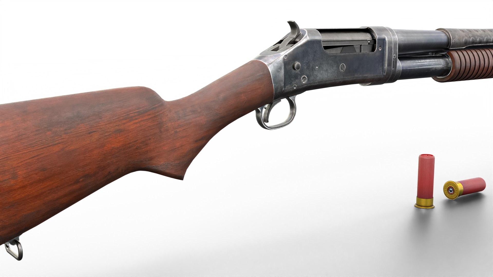 WW1 Trench Shotgun 3D Model Winchester M1897 Style With Bayonet Shells ...