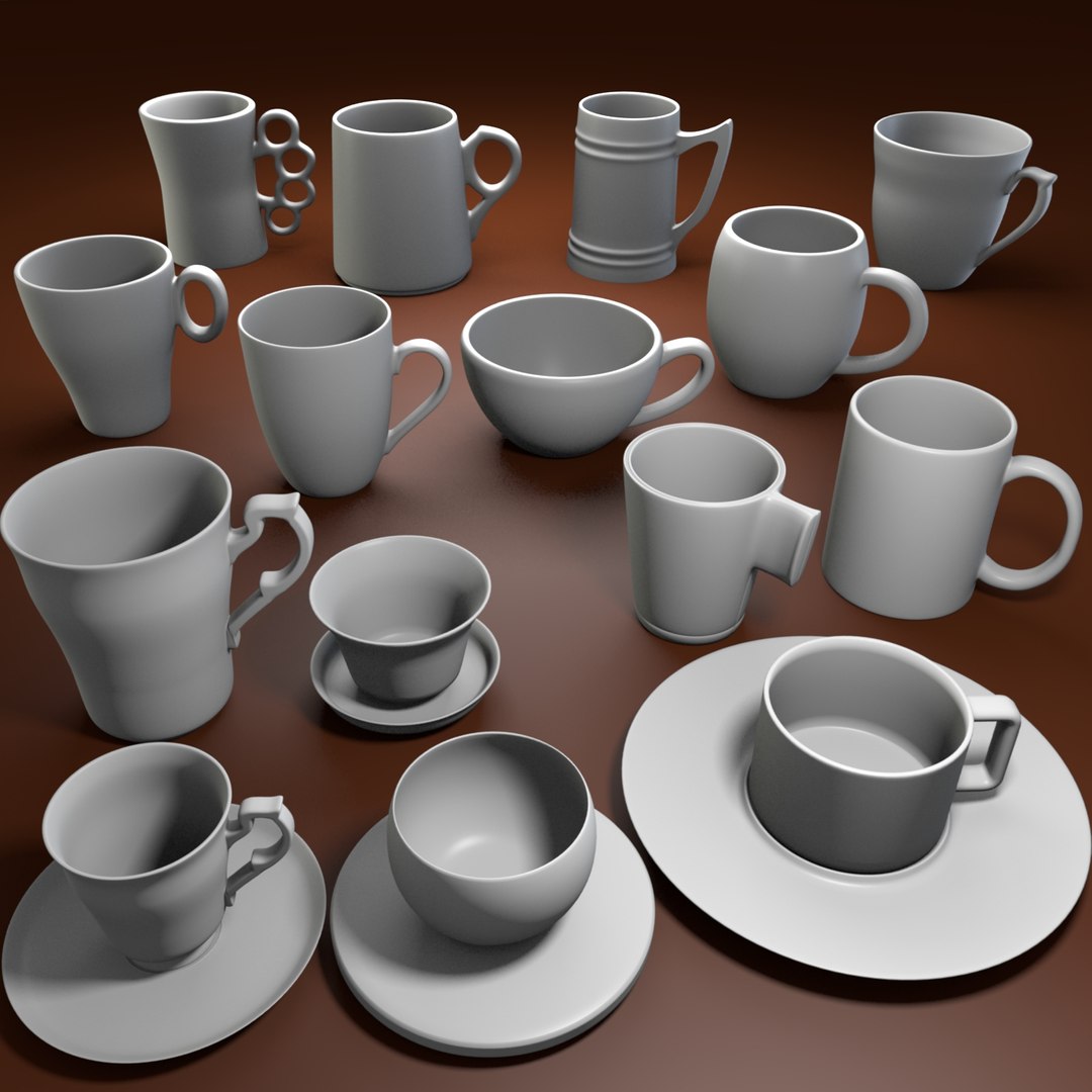 3d tea cups model