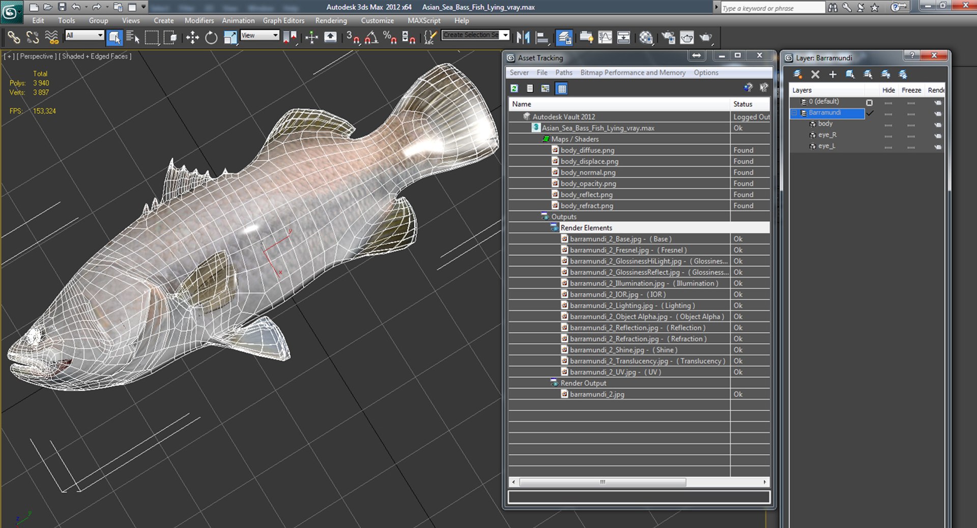 3D Asian Sea Bass Fish - TurboSquid 1350970