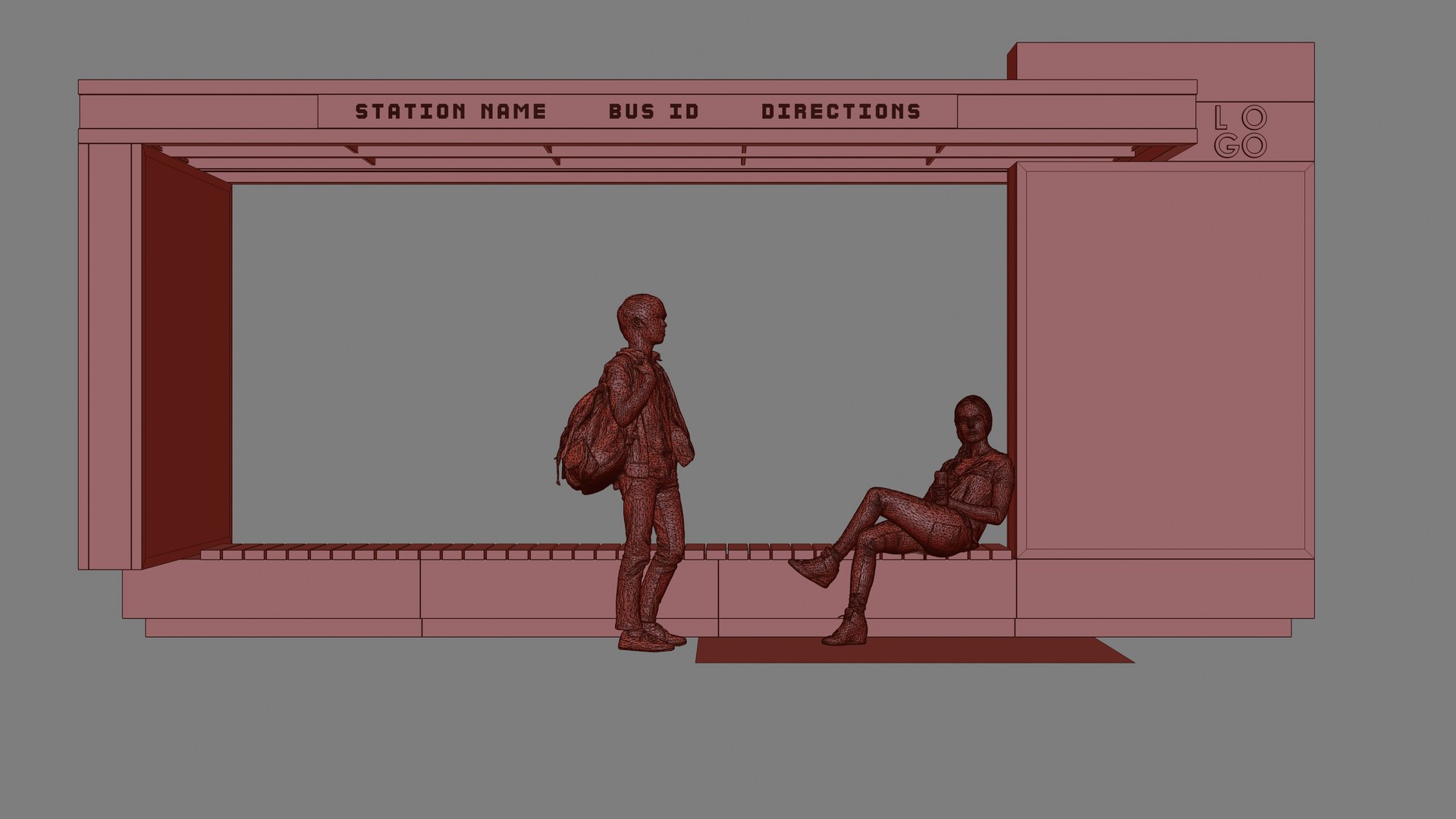 Modern bus stop model - TurboSquid 1713656