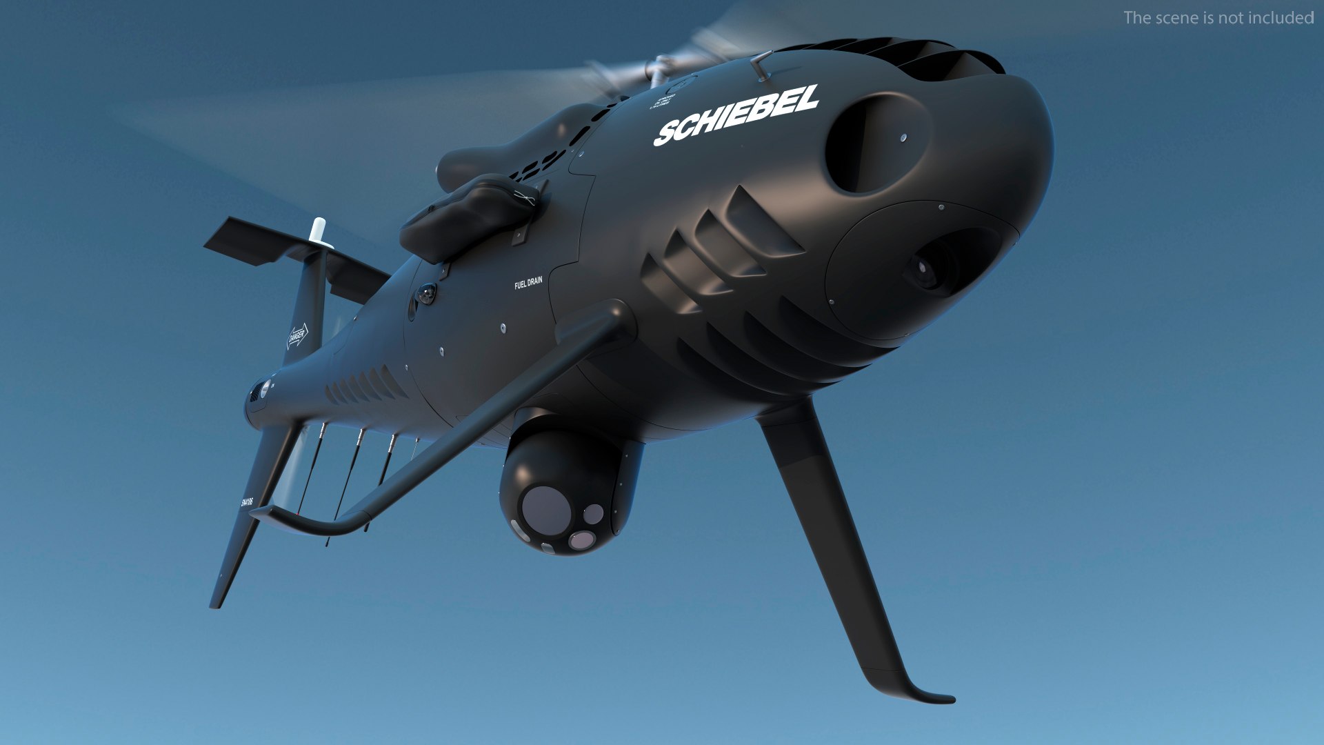 Schiebel Camcopter S100 UAV Rotorcraft Black Rigged for Maya model ...