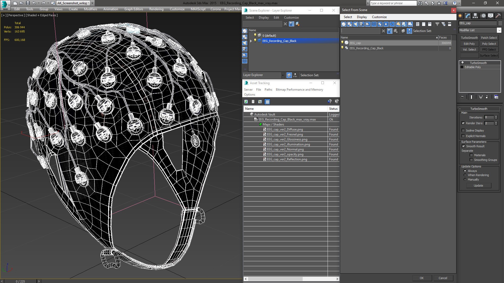 3D EEG Recording Cap Black - TurboSquid 2137737