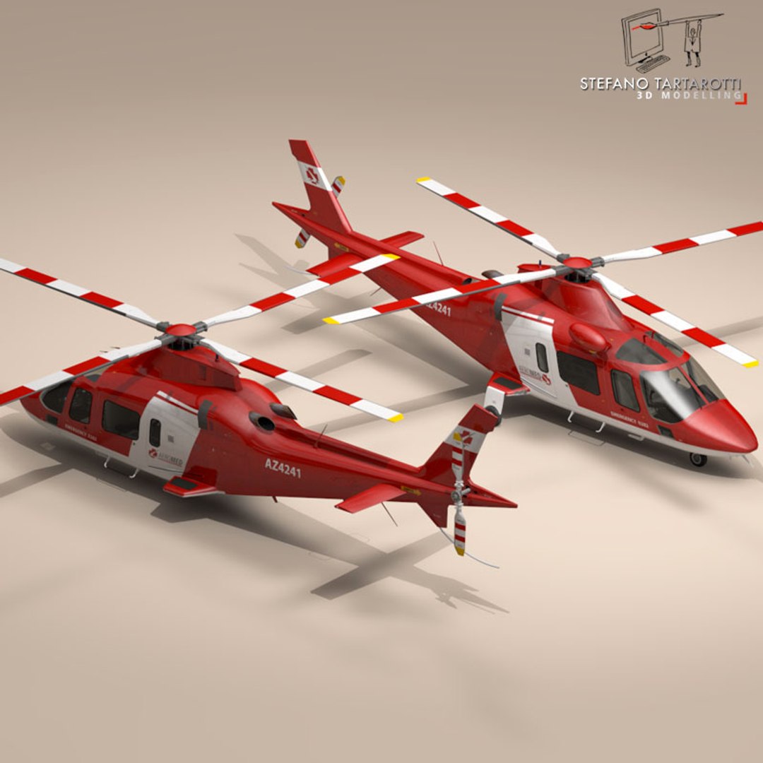 Aw109 Air Ambulance Rescue Helicopter 3d Obj