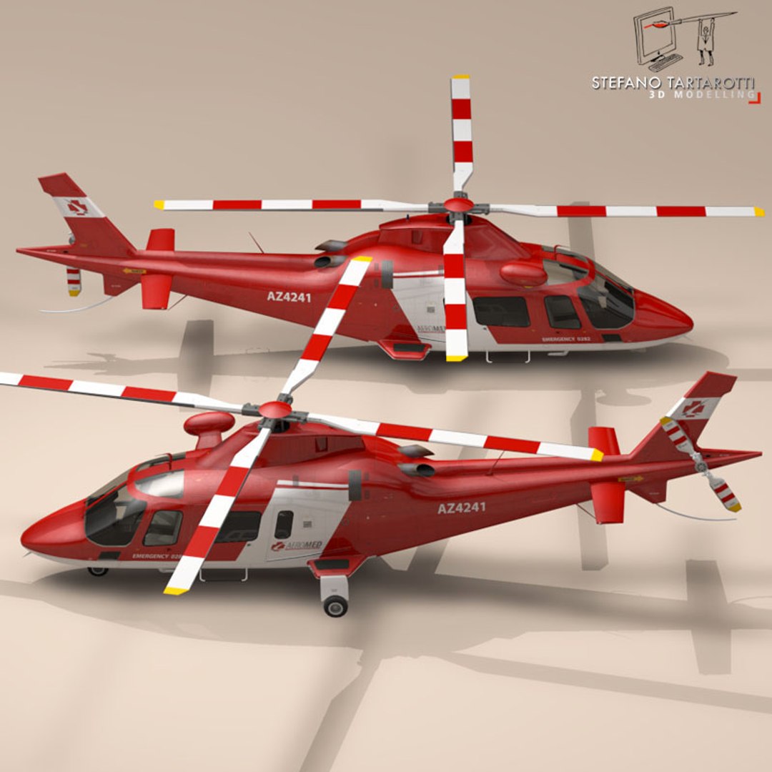 Aw109 Air Ambulance Rescue Helicopter 3d Obj