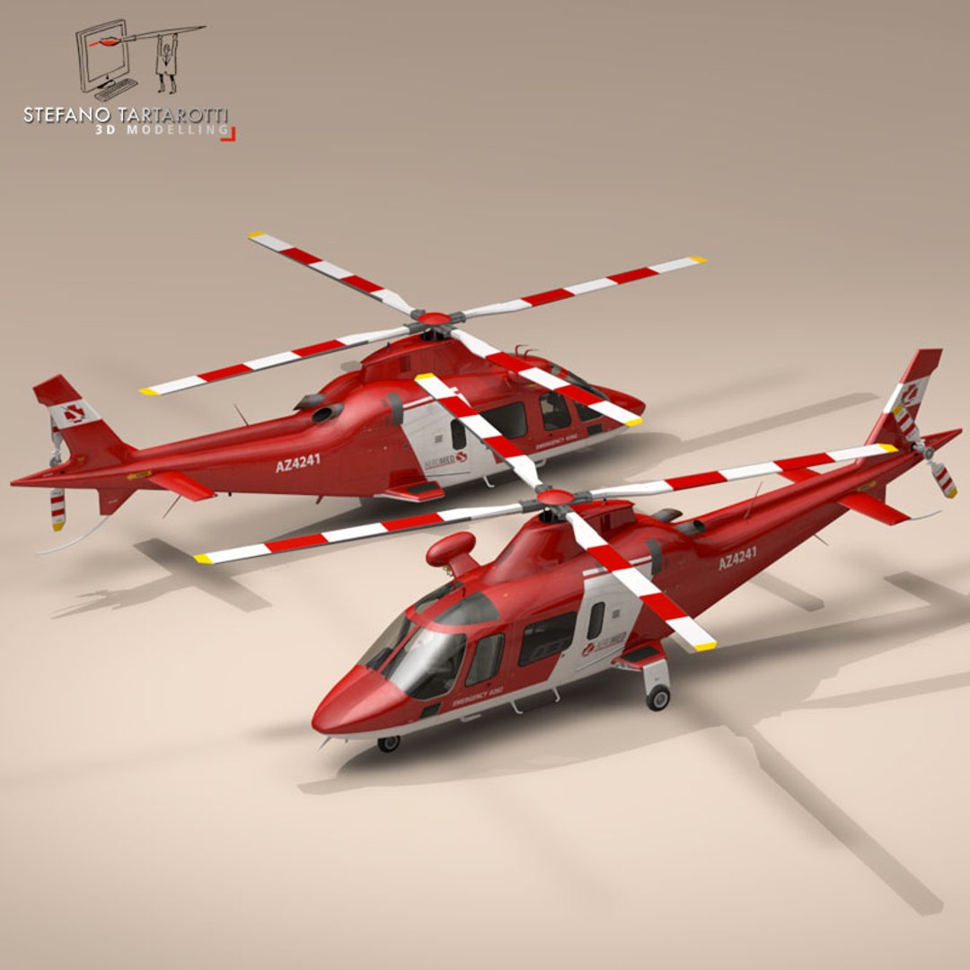 Aw109 Air Ambulance Rescue Helicopter 3d Obj
