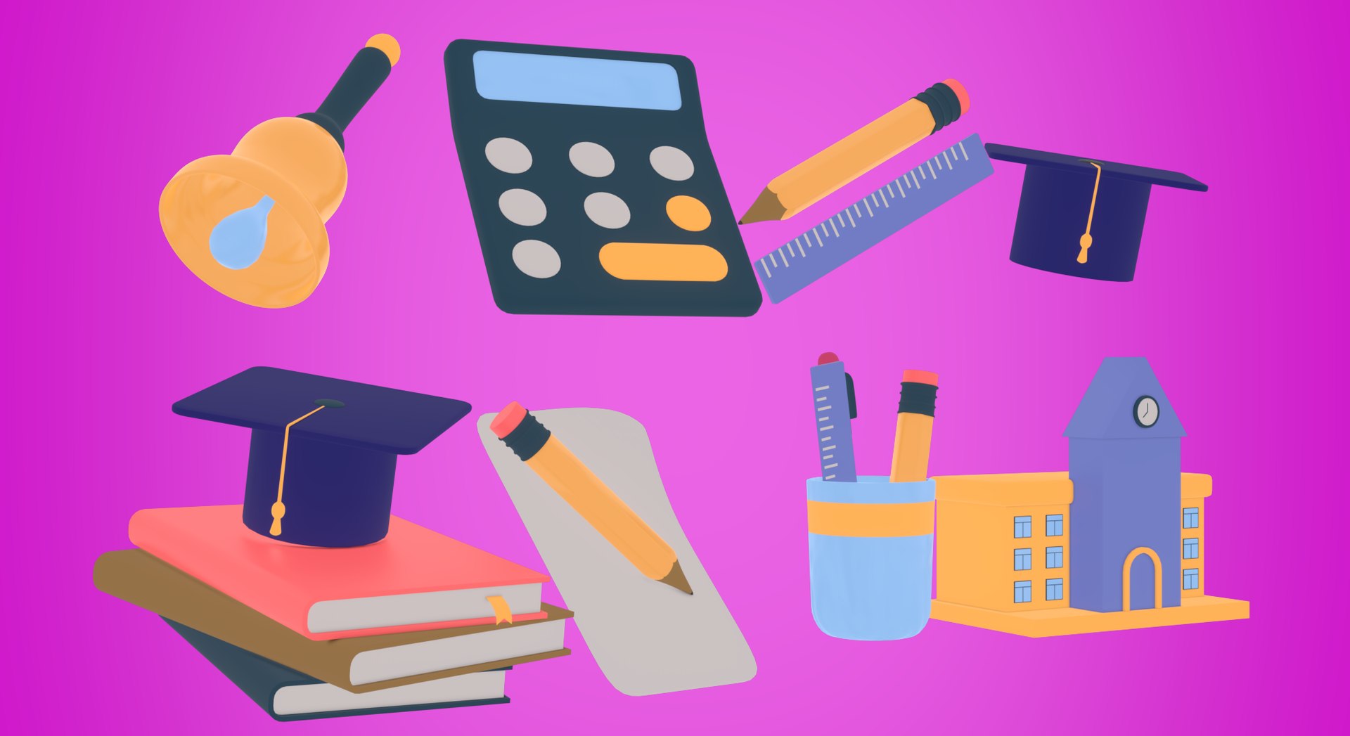 School icons model - TurboSquid 1761220