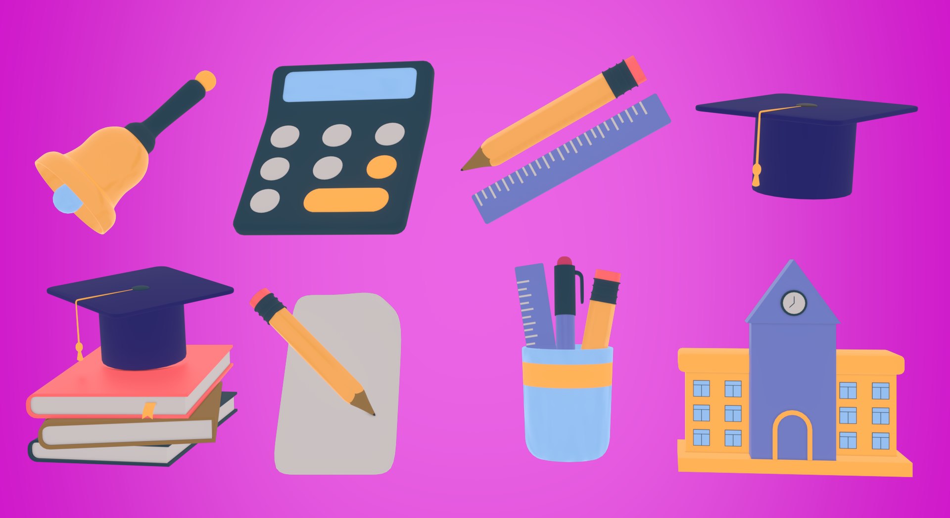School icons model - TurboSquid 1761220